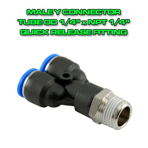 Male Y Connector Tube OD 1/4" x NPT 1/4" Quick Release Fitting ...